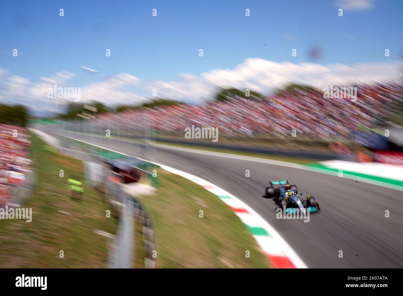 Mercedes' Lewis Hamilton during practice at the Monza circuit in Italy ...