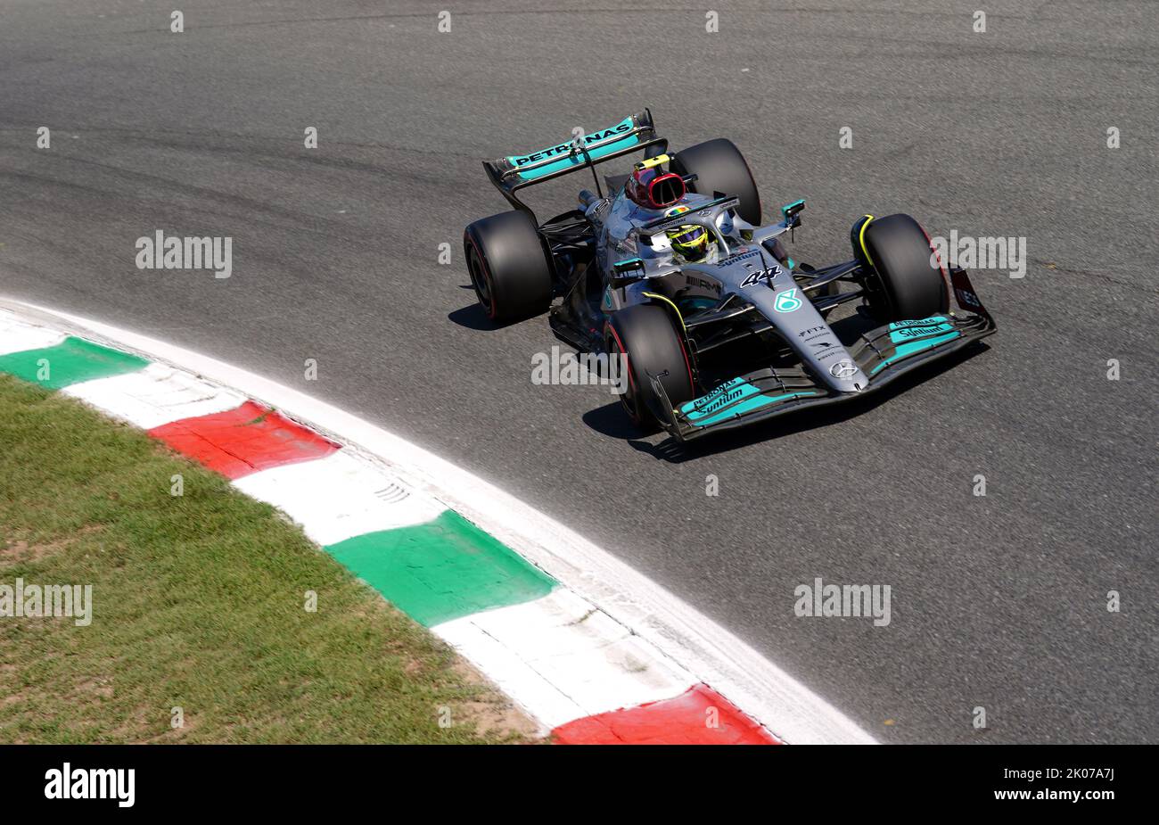 Mercedes' Lewis Hamilton during practice at the Monza circuit in Italy ...