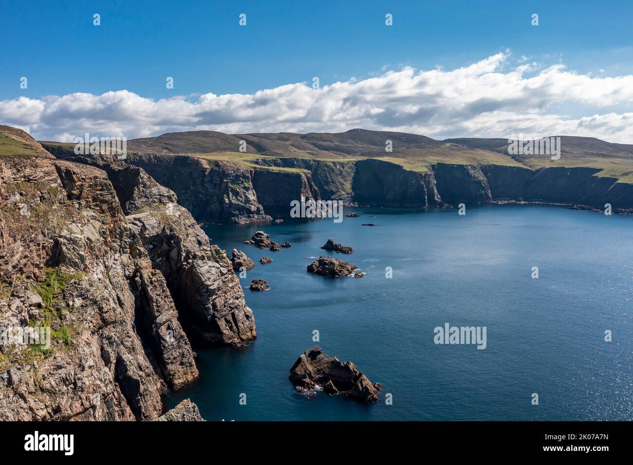 Aerial view of the cliffs near the lighthouse on the island of ...