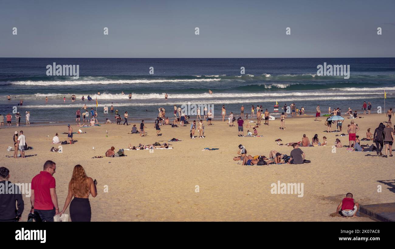 Gold Coast, Queensland, Australia - People sunbaking and swimming in ...