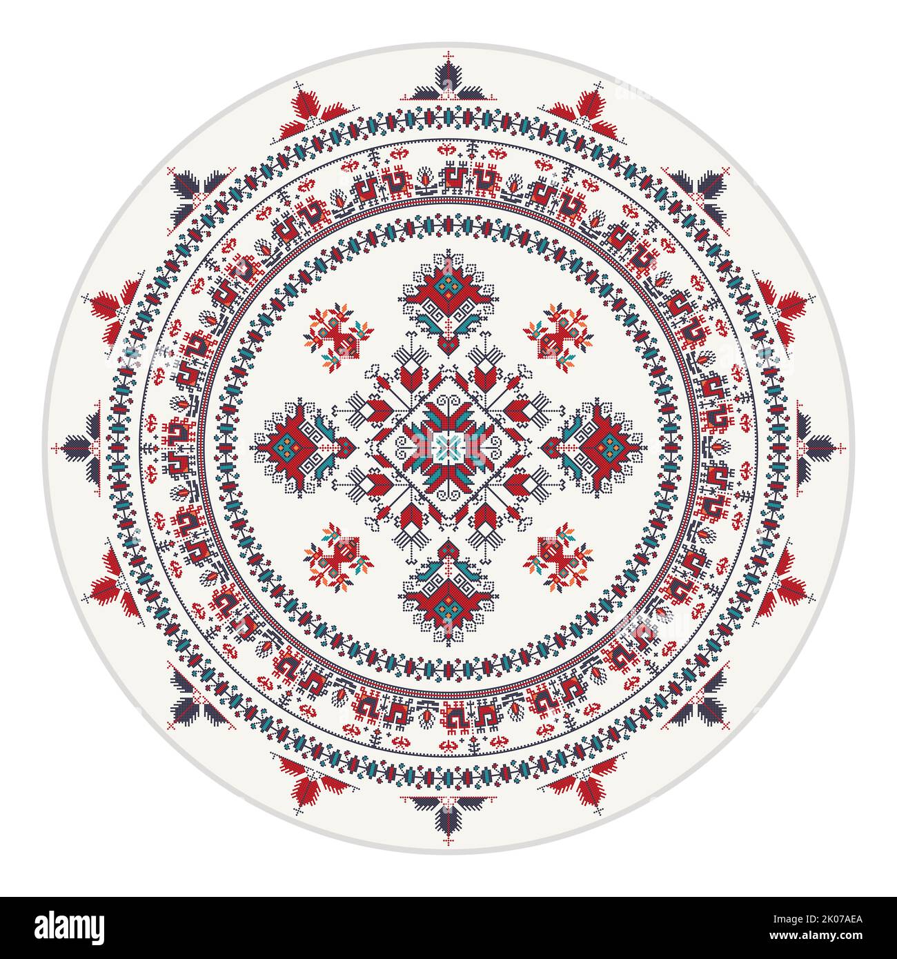 Traditional Bulgarian embroidery design element over white background ...