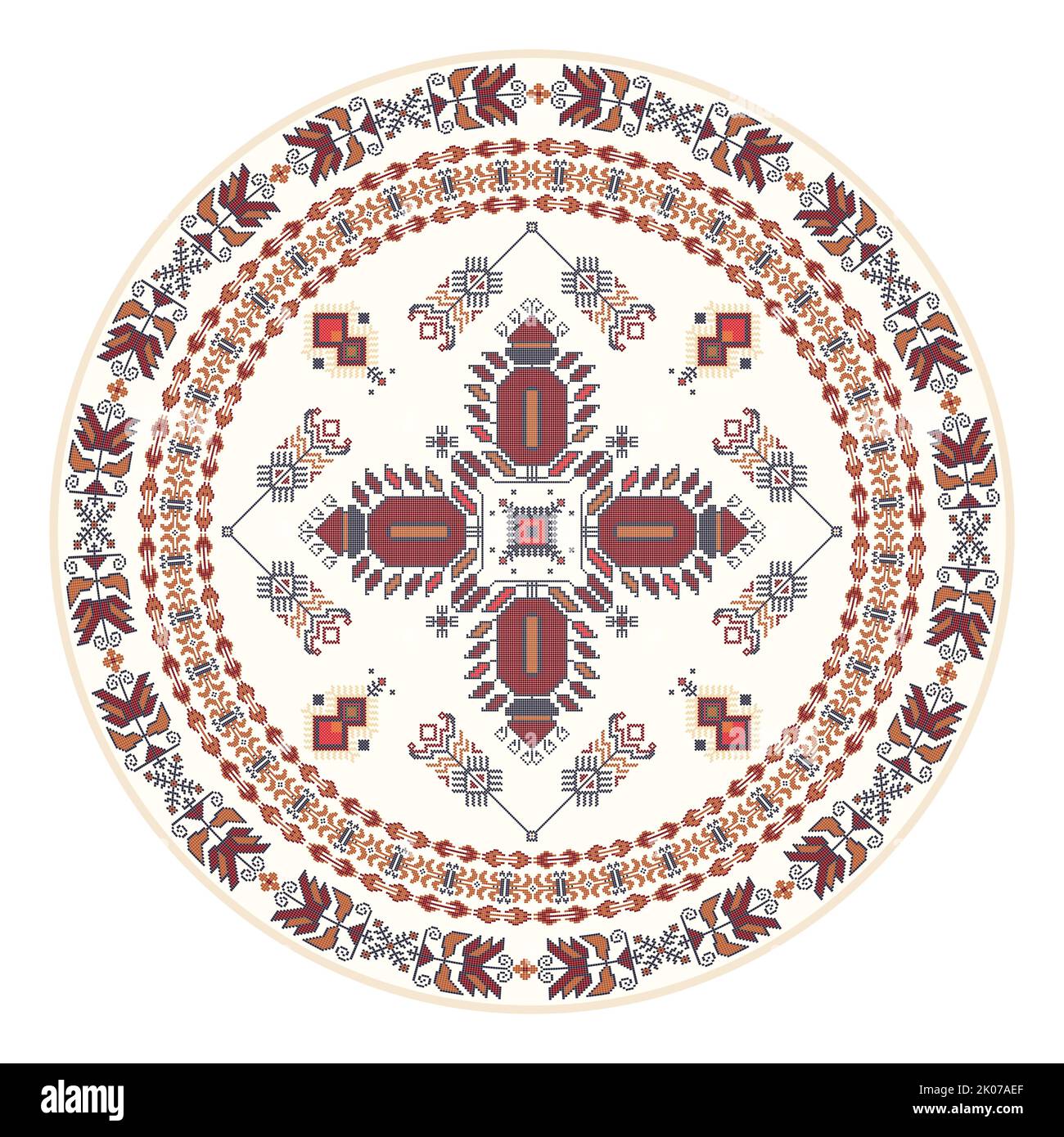Traditional Bulgarian embroidery design element over white background ...