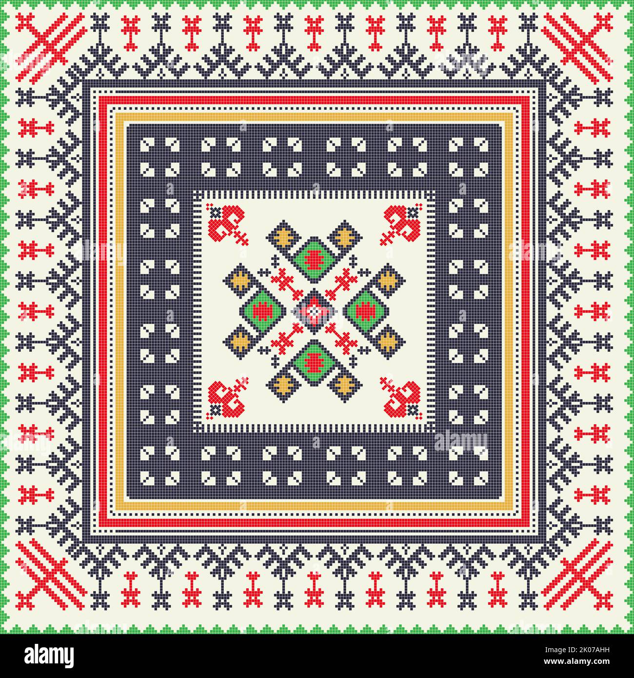 Traditional Georgian folk art embroidery vector pattern Stock Photo - Alamy