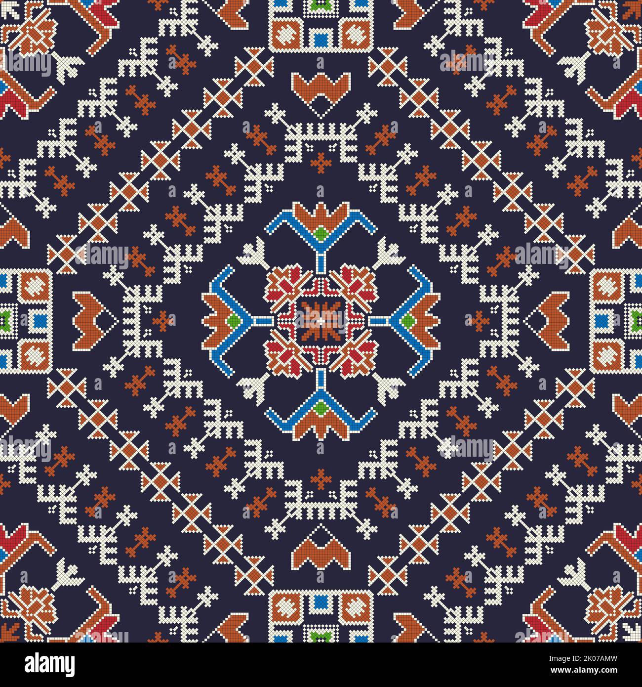 Traditional Georgian folk art embroidery vector pattern Stock Photo - Alamy