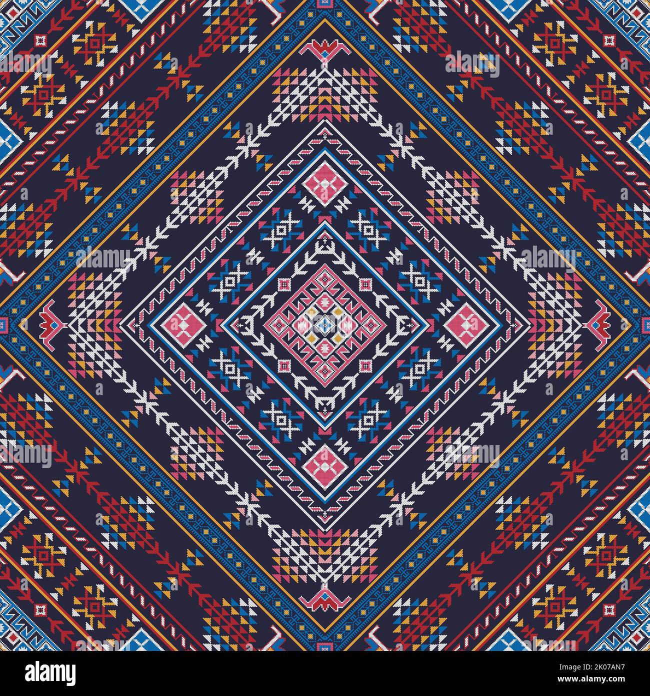 Traditional Georgian folk art embroidery vector pattern Stock Photo - Alamy