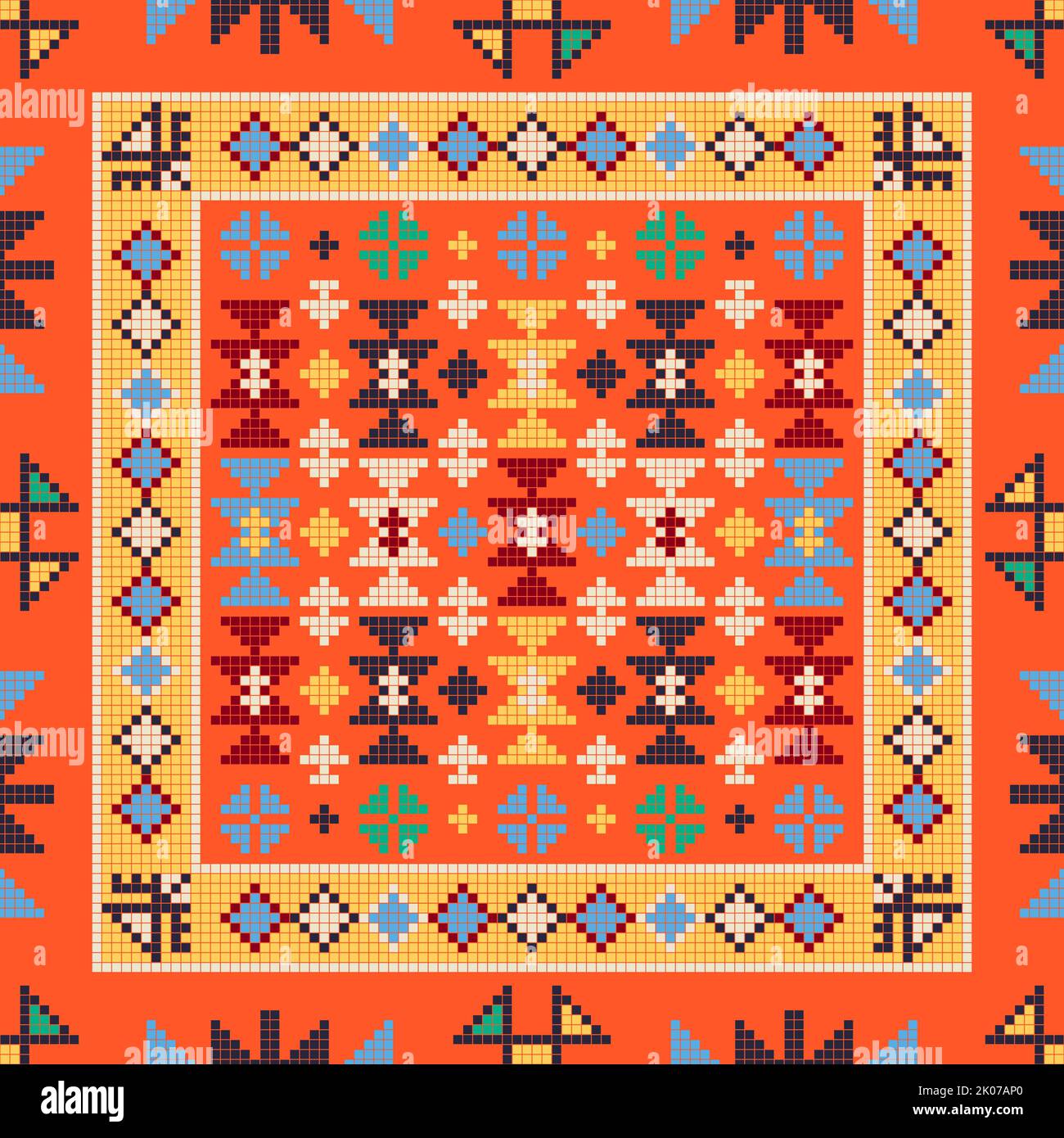 Traditional Georgian folk art embroidery vector pattern Stock Photo - Alamy