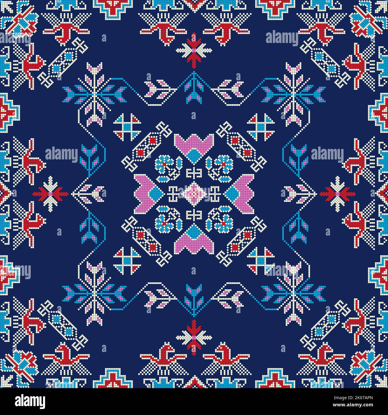 Traditional Georgian folk art embroidery vector pattern Stock Photo - Alamy