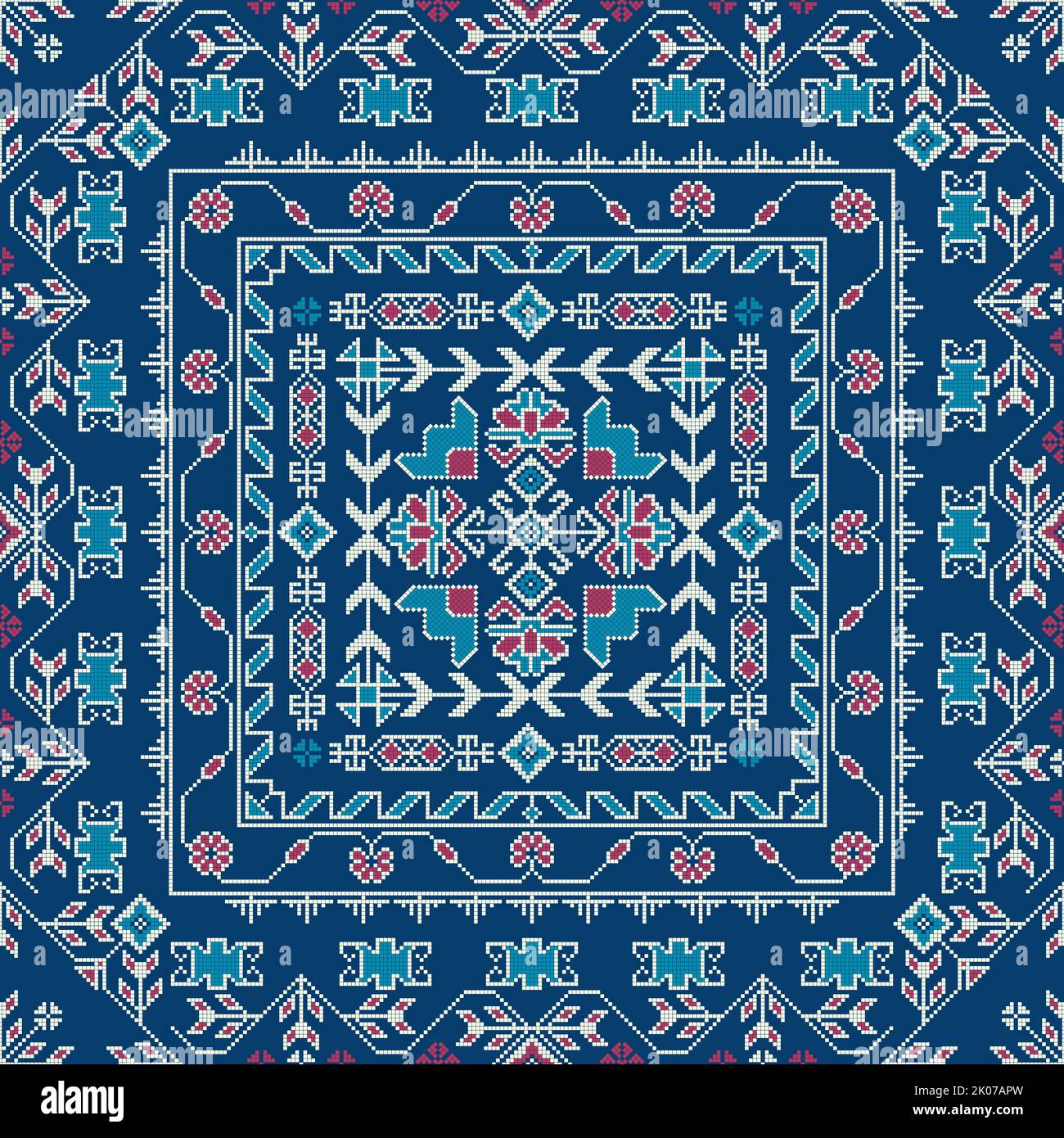 Traditional Georgian folk art embroidery vector pattern Stock Photo - Alamy