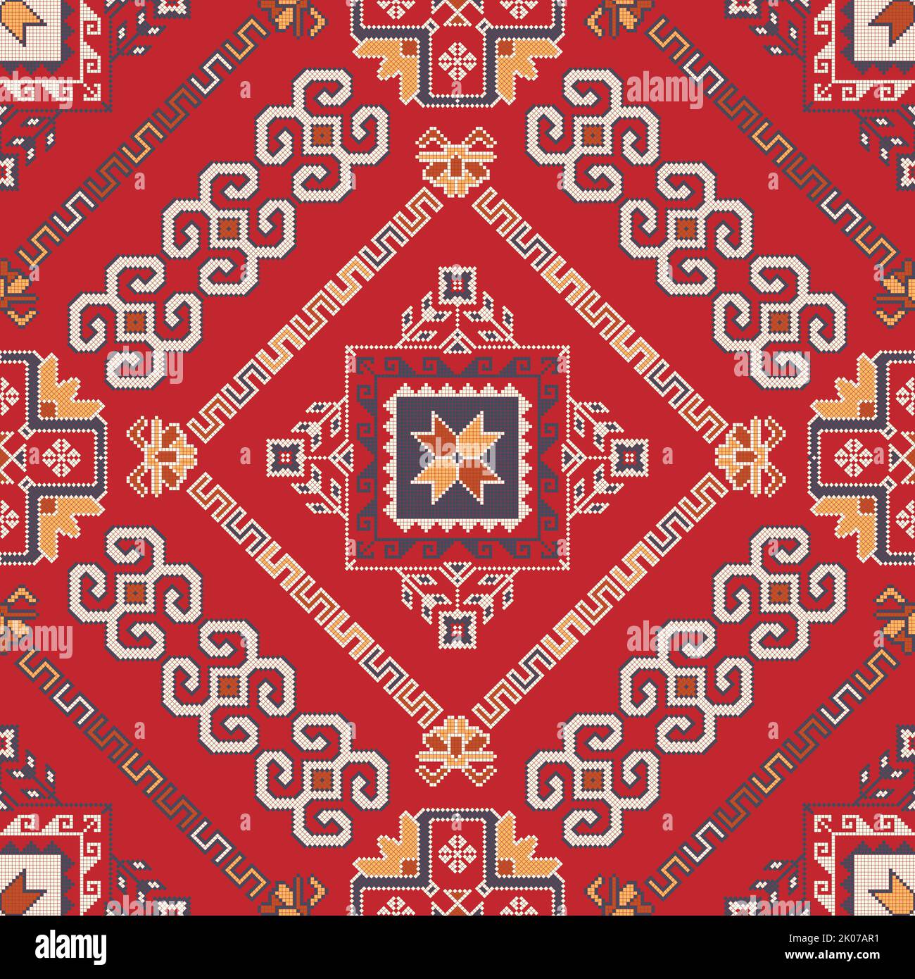 Traditional Georgian folk art embroidery vector pattern Stock Photo - Alamy