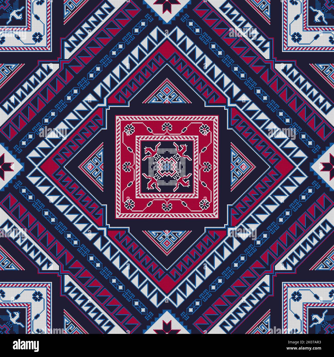 Traditional Georgian folk art embroidery vector pattern Stock Photo - Alamy