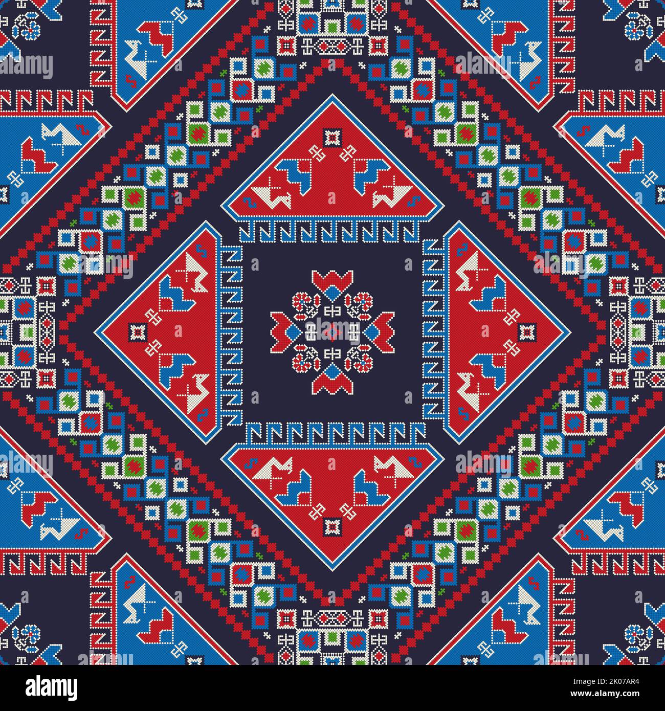 Traditional Georgian folk art embroidery vector pattern Stock Photo - Alamy