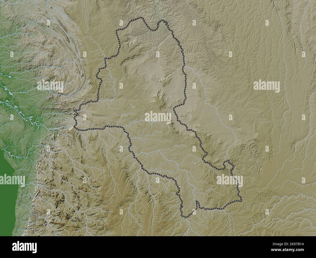 Malanje, province of Angola. Elevation map colored in wiki style with ...