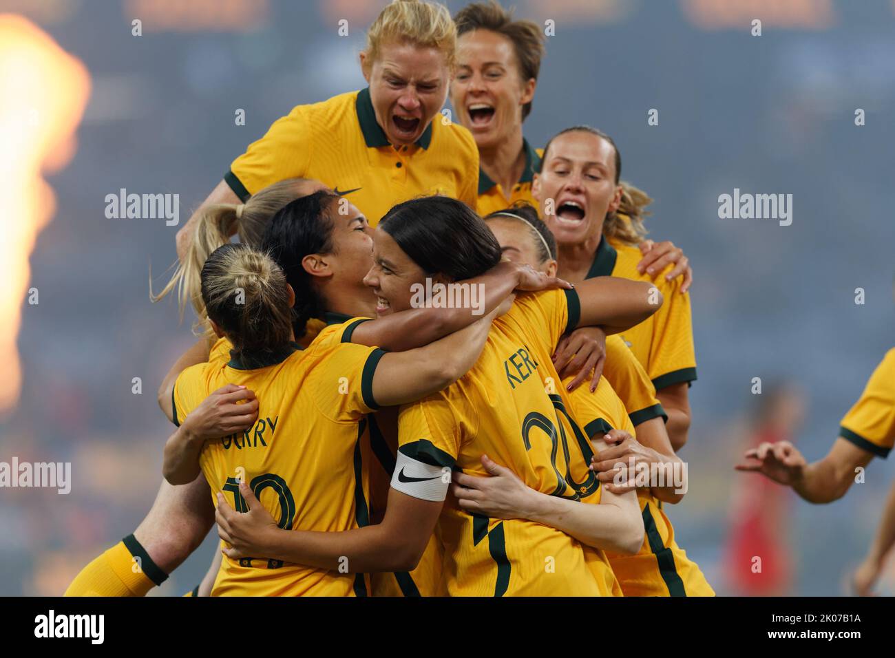 SYDNEY, AUSTRALIA - SEPTEMBER 6: Australia celebrates a goal during the ...