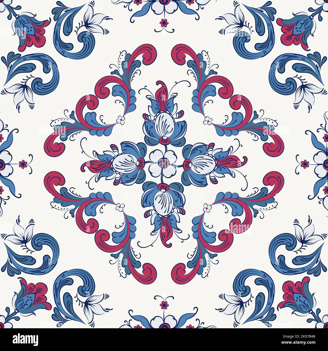 Rosemaling tile, traditional Norwegian decorative pattern. Vector ...