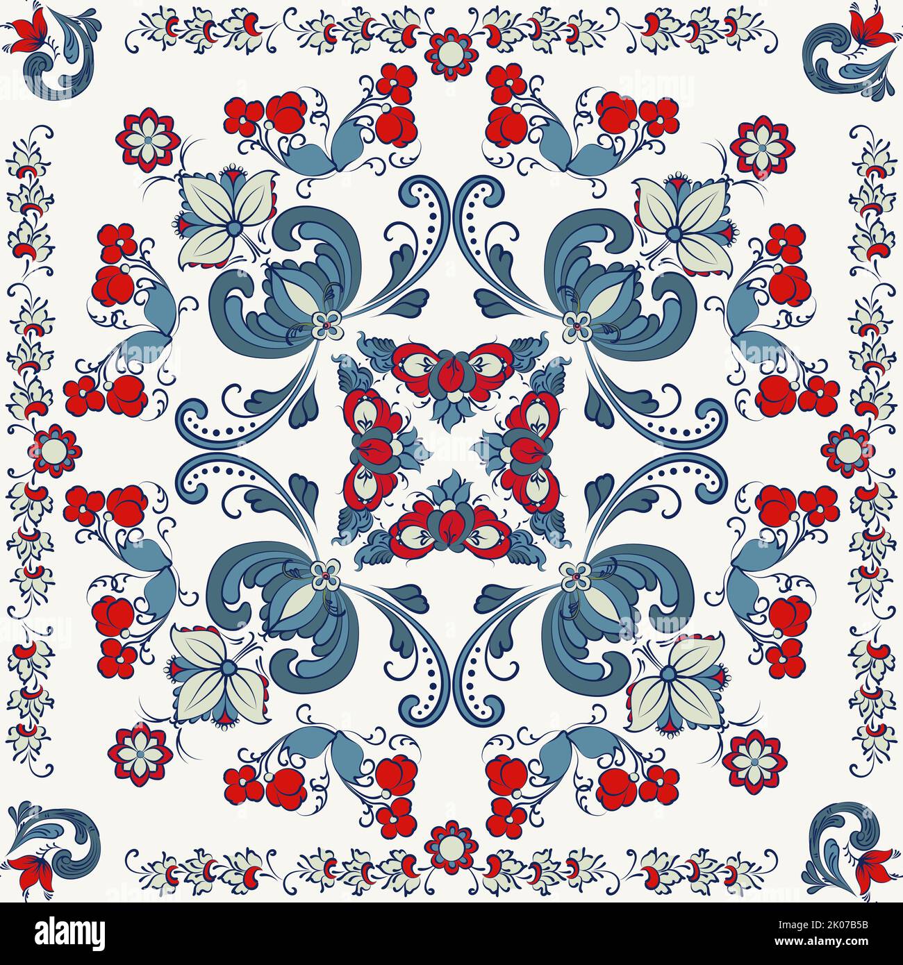 Rosemaling tile, traditional Norwegian decorative pattern. Vector ...