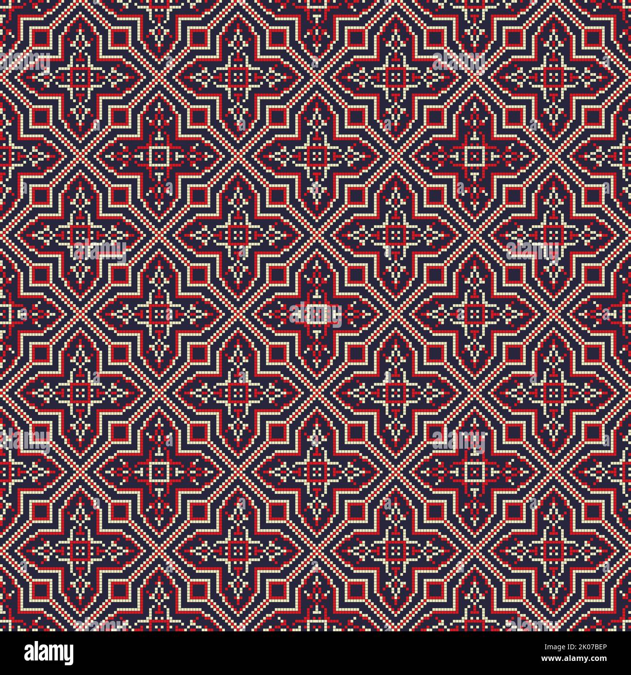 Decorative repeating pattern inspired by traditional Russian embroidery ...