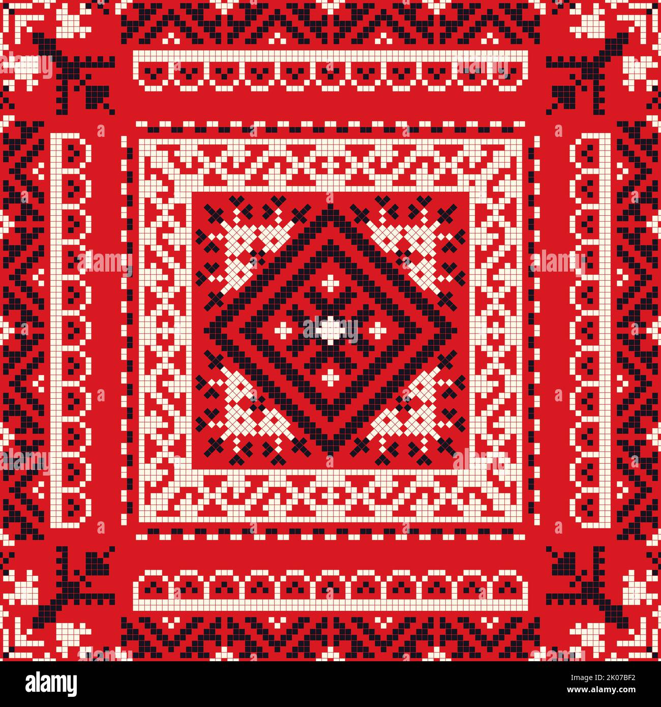 Decorative repeating pattern inspired by traditional Russian embroidery ...