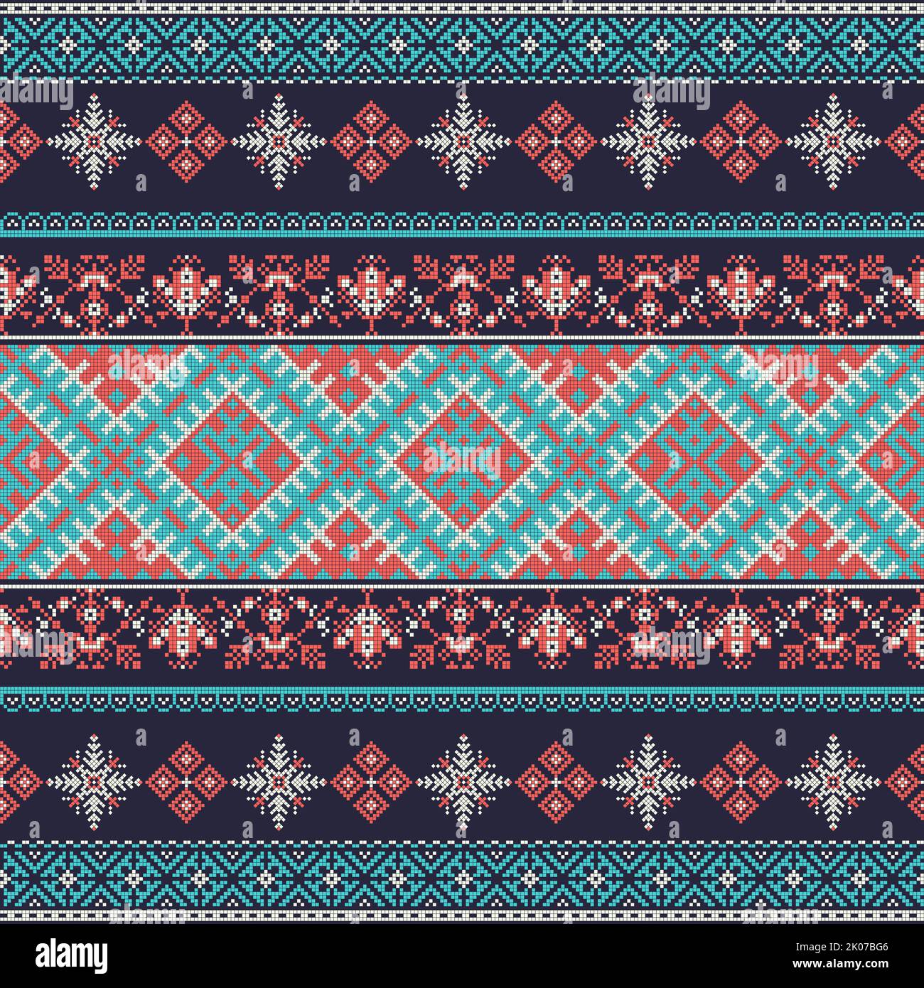 Decorative repeating pattern inspired by traditional Russian embroidery ...