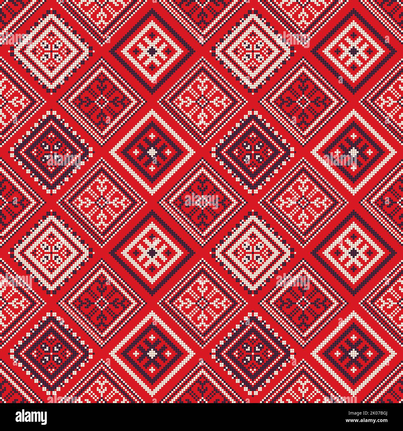 Decorative repeating pattern inspired by traditional Russian embroidery ...