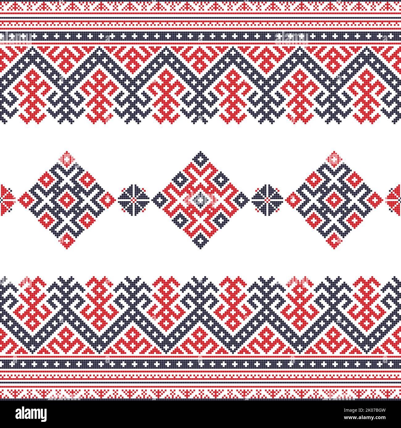 Decorative repeating pattern inspired by traditional Russian embroidery ...