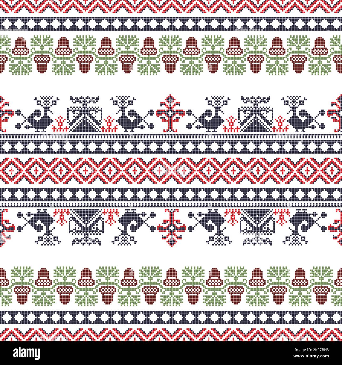 Decorative repeating pattern inspired by traditional Russian embroidery ...