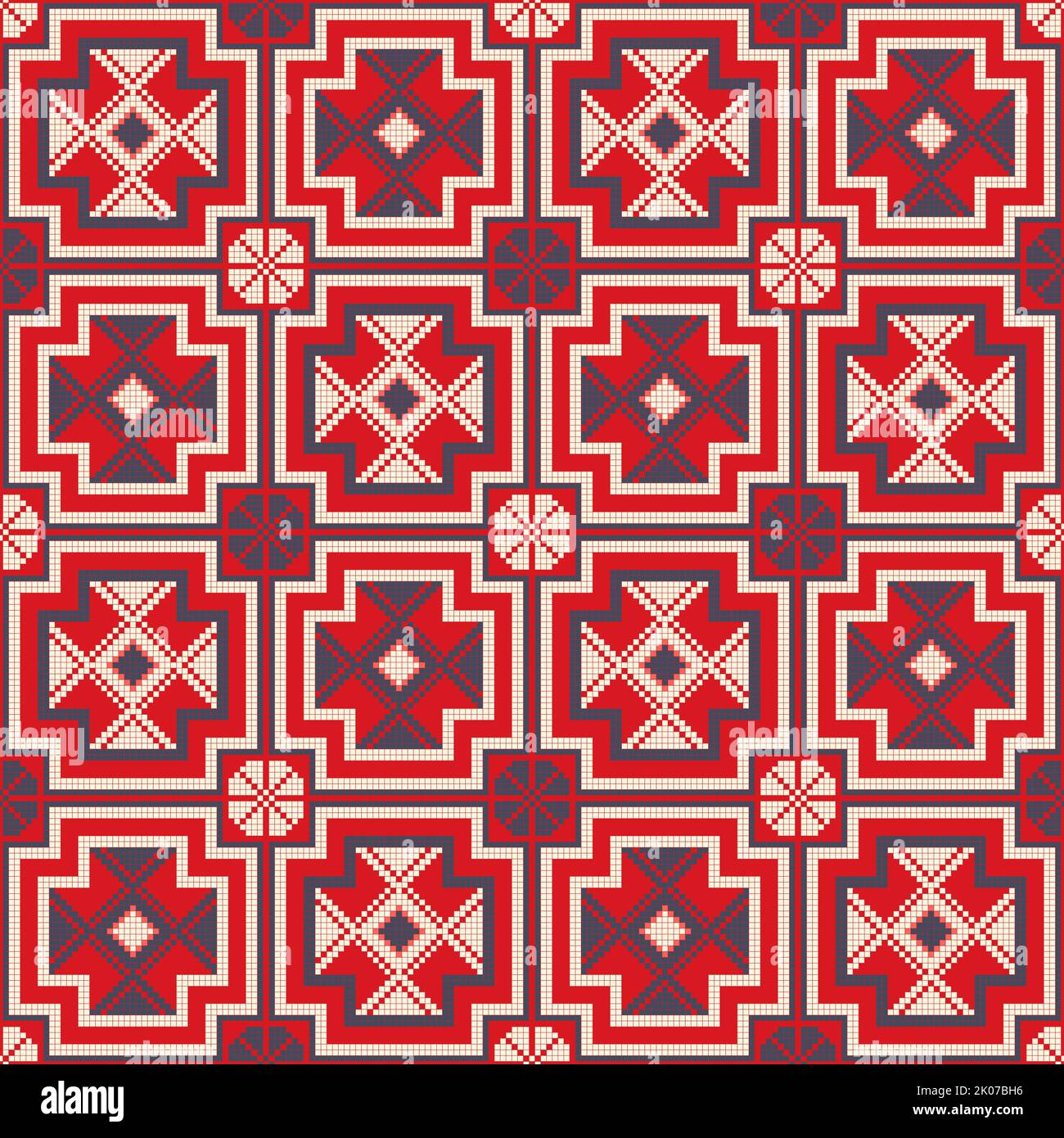 Decorative repeating pattern inspired by traditional Russian embroidery ...
