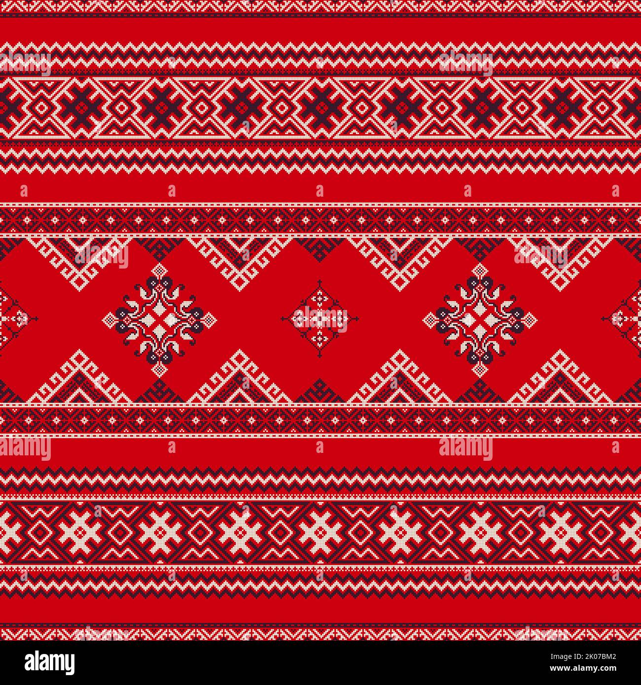 Decorative repeating pattern inspired by traditional Russian embroidery ...