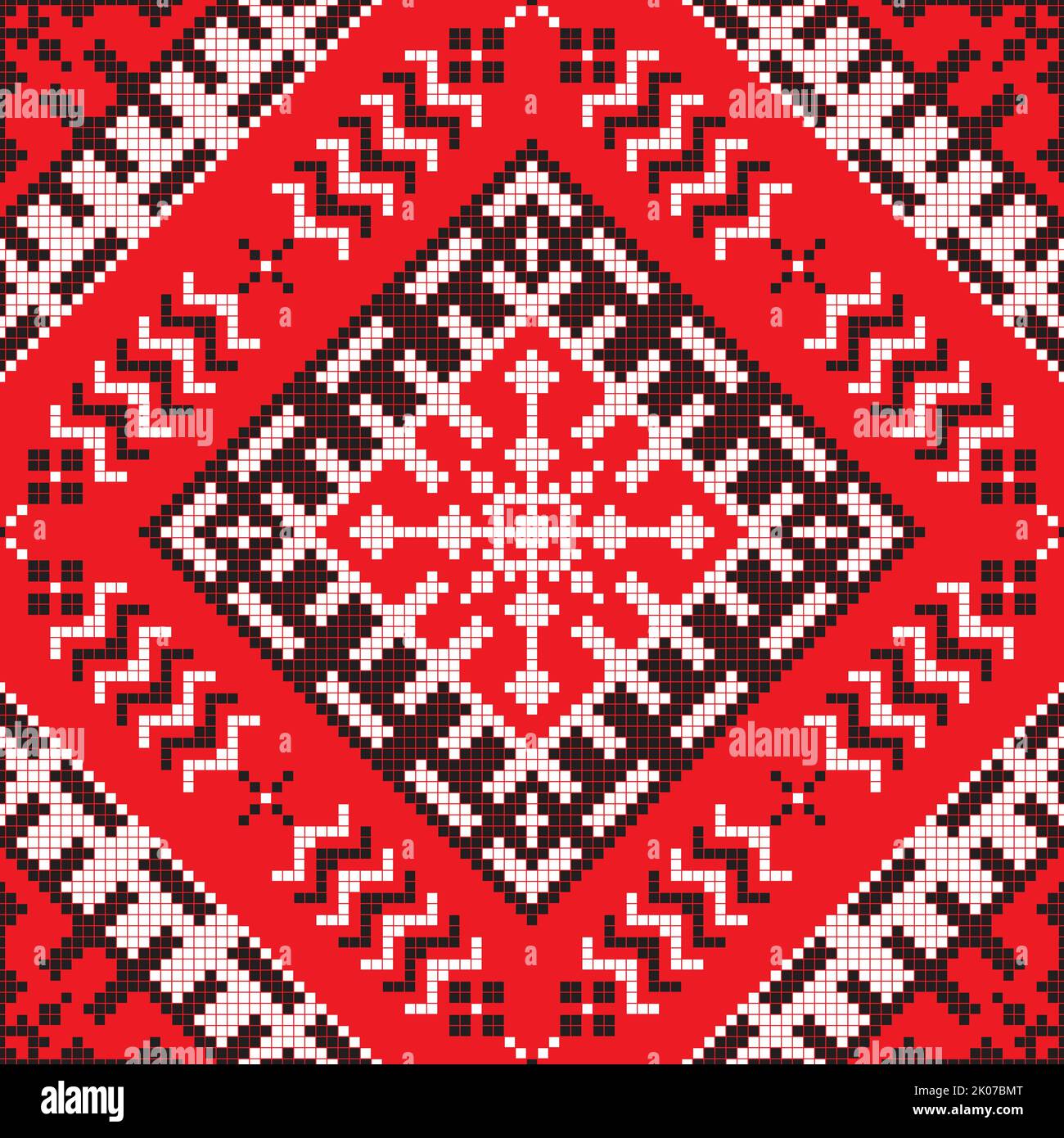 Decorative repeating pattern inspired by traditional Russian embroidery ...
