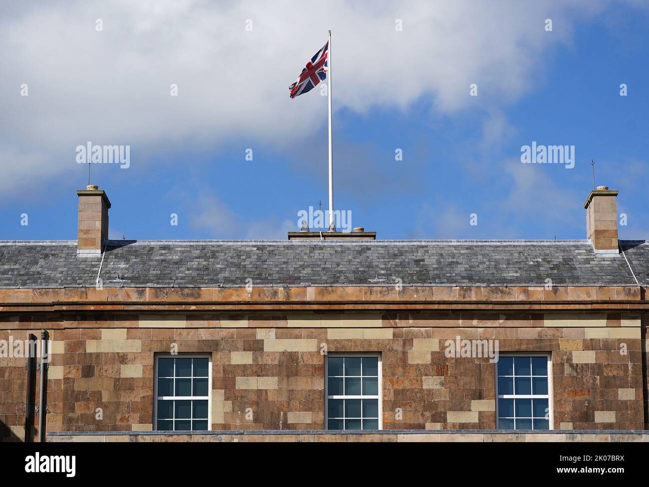 The Union Jack flies at full mast at Hillsborough Castle, Belfast ...