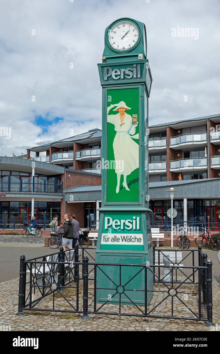 Clock with old Persil advertising, Büsum, Schleswig-Holstein, Germany ...