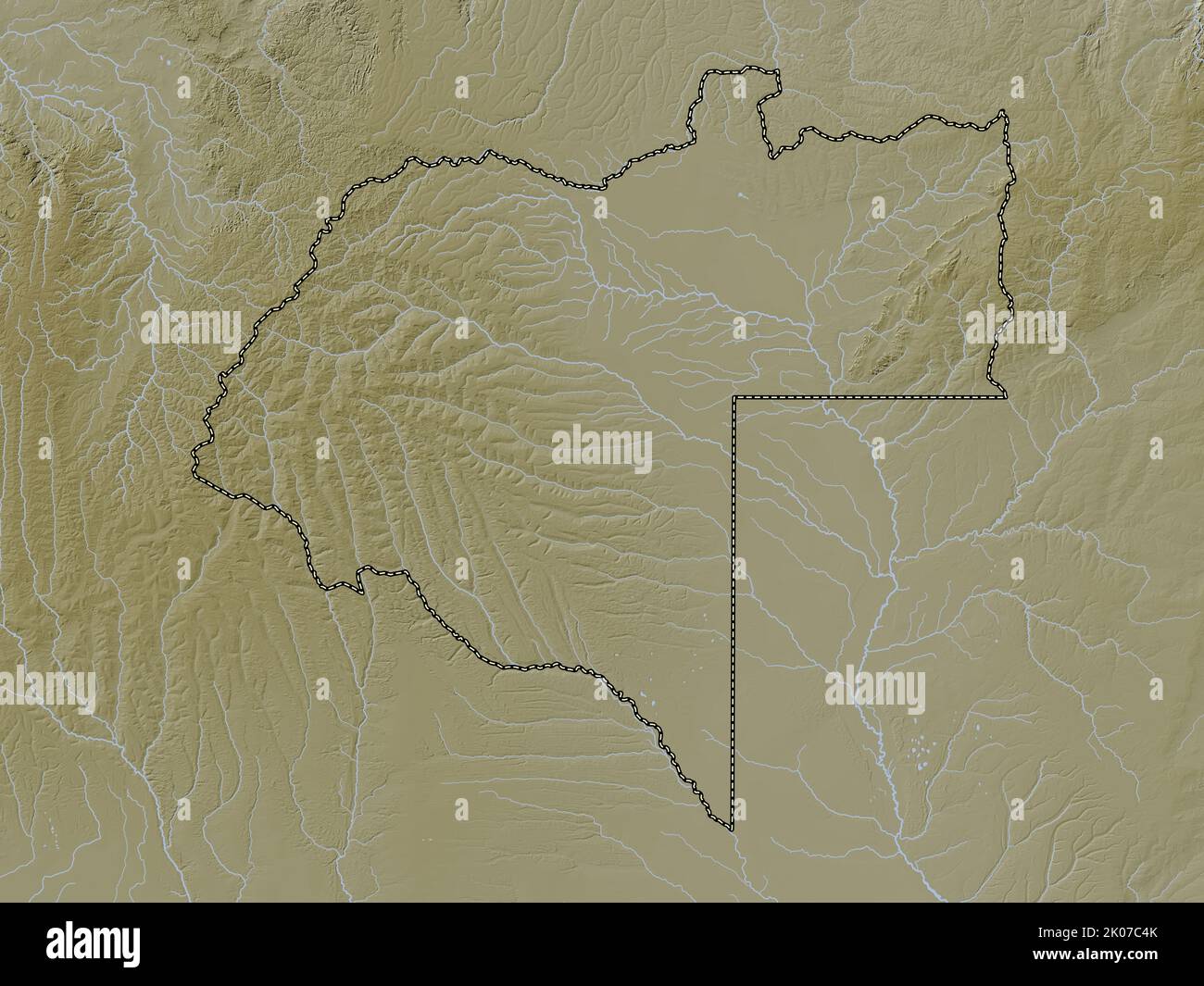 Moxico, province of Angola. Elevation map colored in wiki style with ...