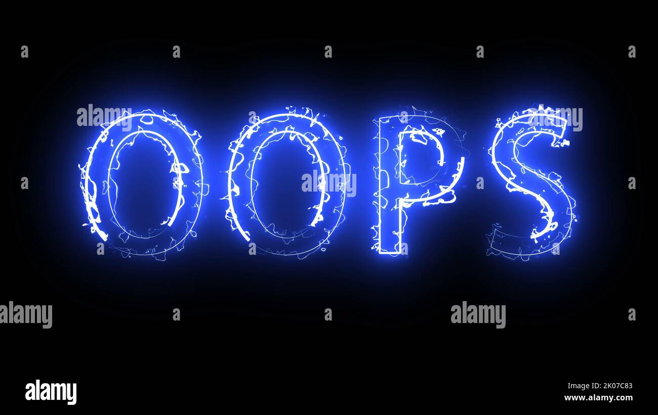 Burning letters of OOPS text, 3d rendering background, computer ...