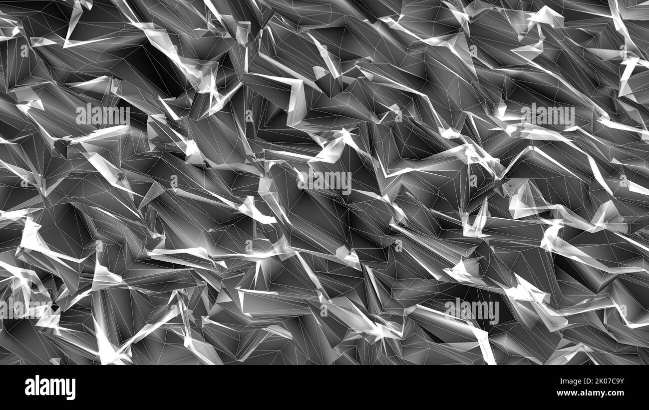Abstraction with wireframe with fractal elements, 3d rendering backdrop, computer generating ...
