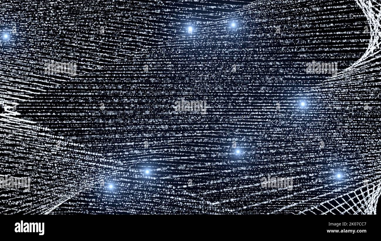 Abstract bright particles in spiral shape with back lighting, computer ...