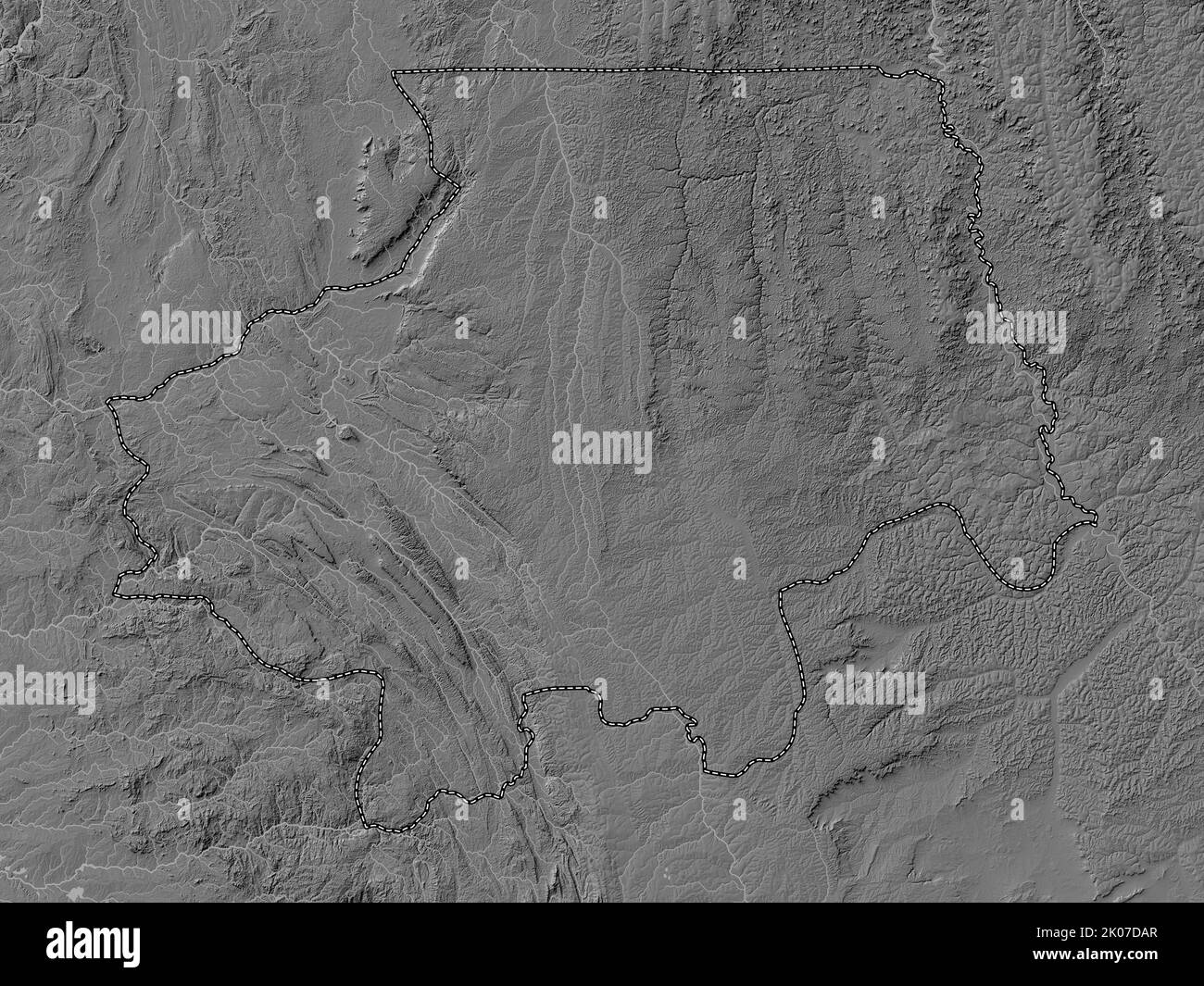 Uige, province of Angola. Bilevel elevation map with lakes and rivers ...