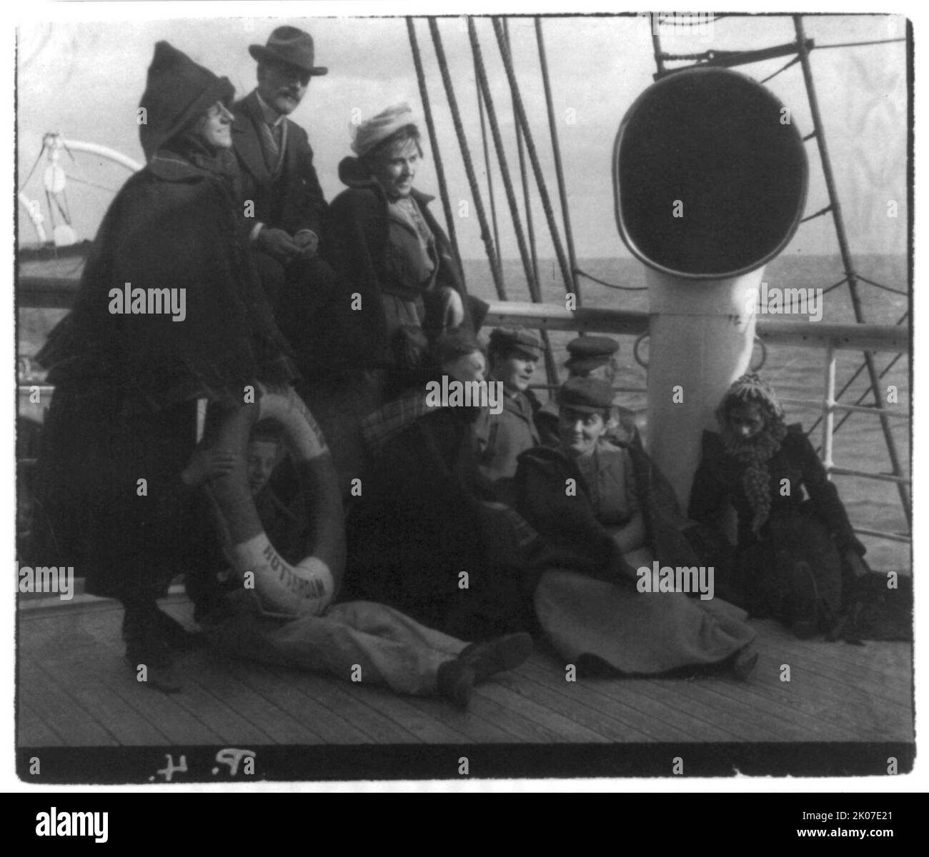 Group of passengers on deck of S.S. Amsterdam, c1910 Stock Photo - Alamy