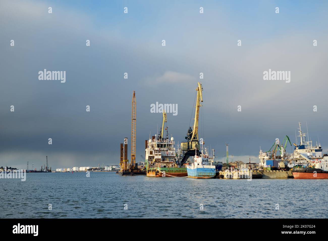 Aquatorium or water area of the sea port of Klaipeda, the largest and ...