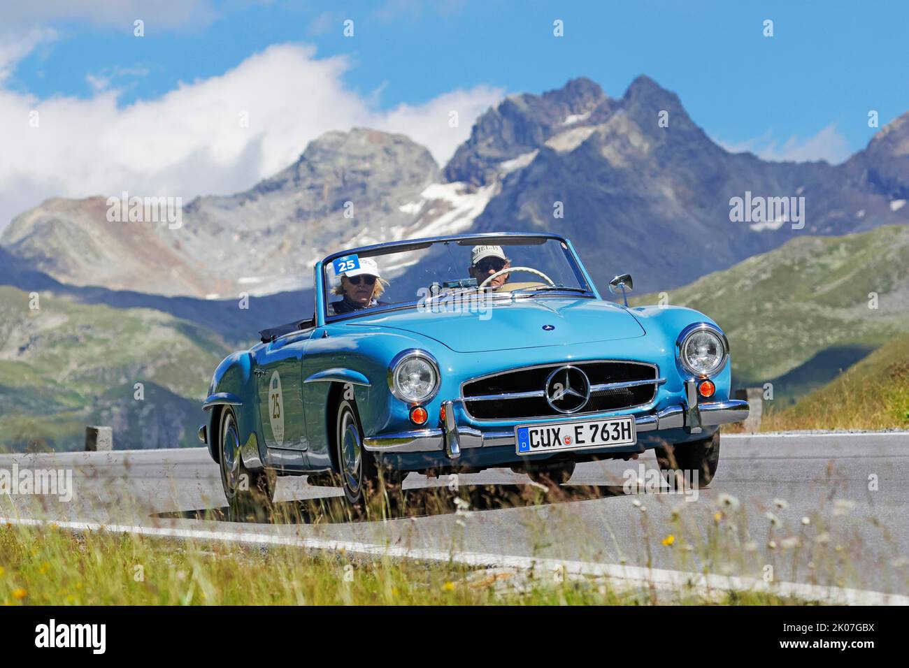 Vintage car rally Silvretta Classic 2022, Mercedes Benz 190 SL, year of ...