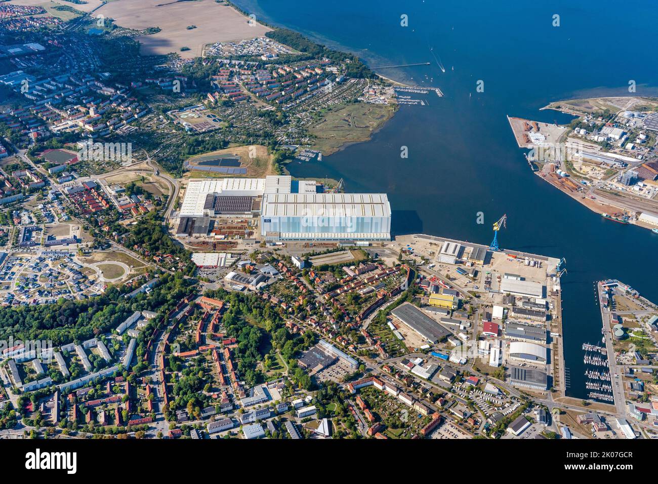 Aerial view MV Werft Wismar, Baltic Sea, Port, Mecklenburg-Western ...
