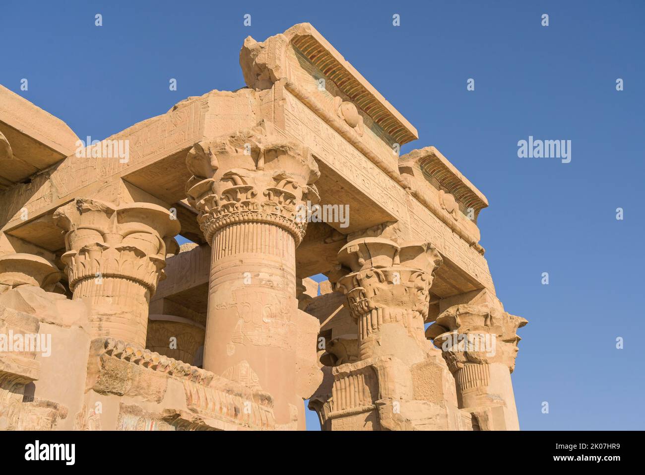 South side, columns, main entrance, main temple, Kom Ombo temple ...