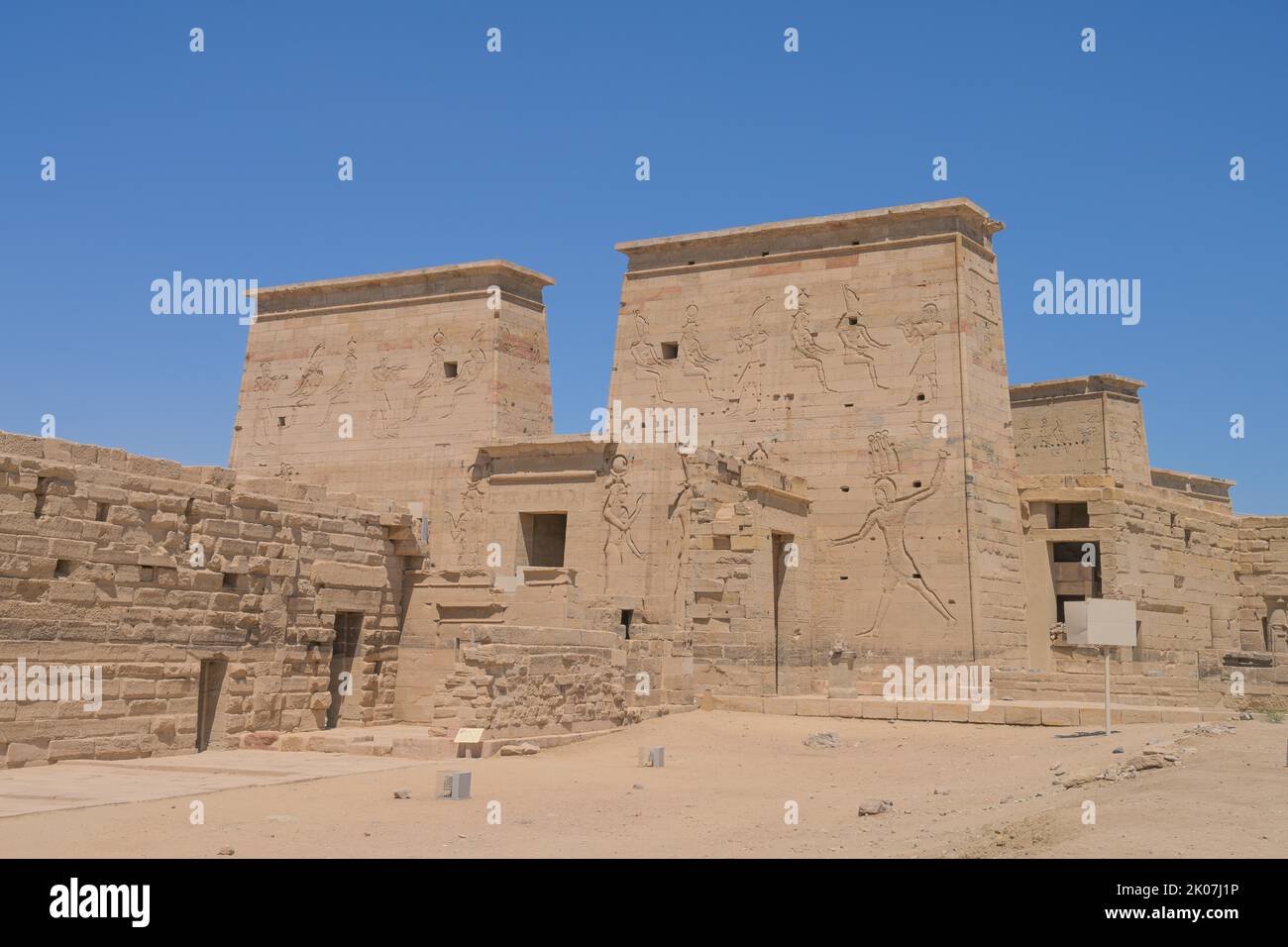First pylon, Temple of Isis, Philae temple complex, Aswan, Egypt Stock ...