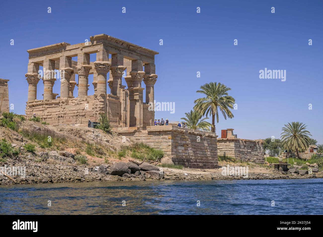 Trajan's kiosk of Augustus, Philae temple complex, reservoir, Aswan ...