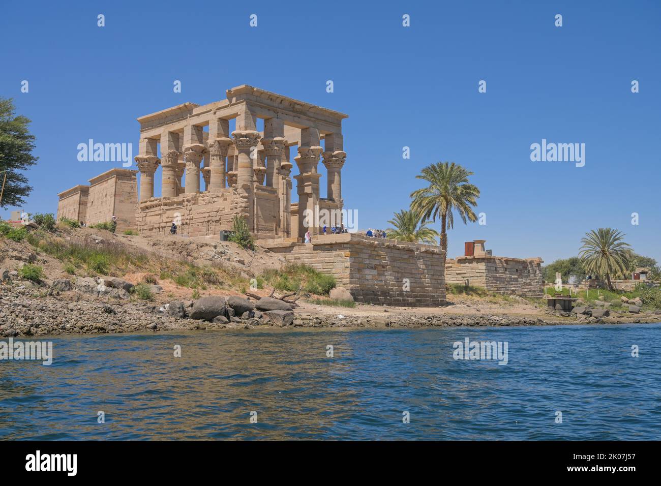 Trajan's kiosk of Augustus, Philae temple complex, reservoir, Aswan ...