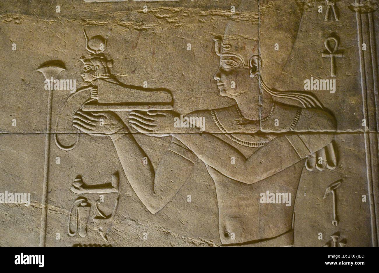 Sacrificial scene in the holy of holies of the temple of Isis, the king ...