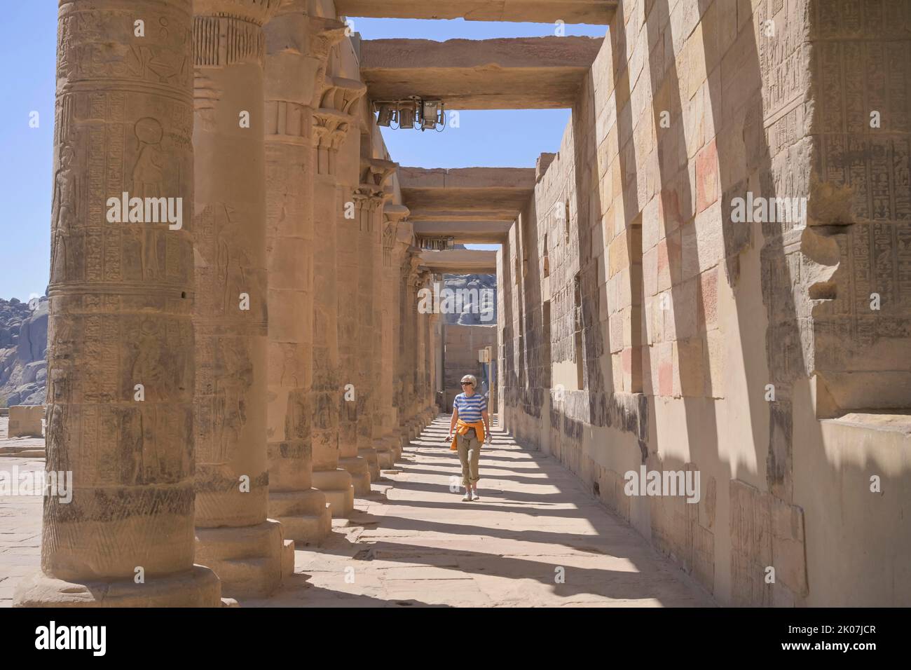 Western portico at Dromos Square, Philae temple complex, Aswan, Egypt ...