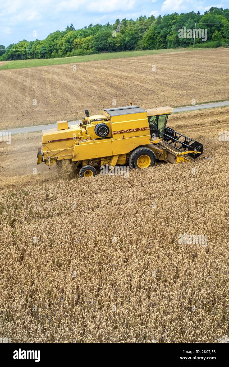 Combine harvester harvesting in the field, Gechingen, Germany Stock ...
