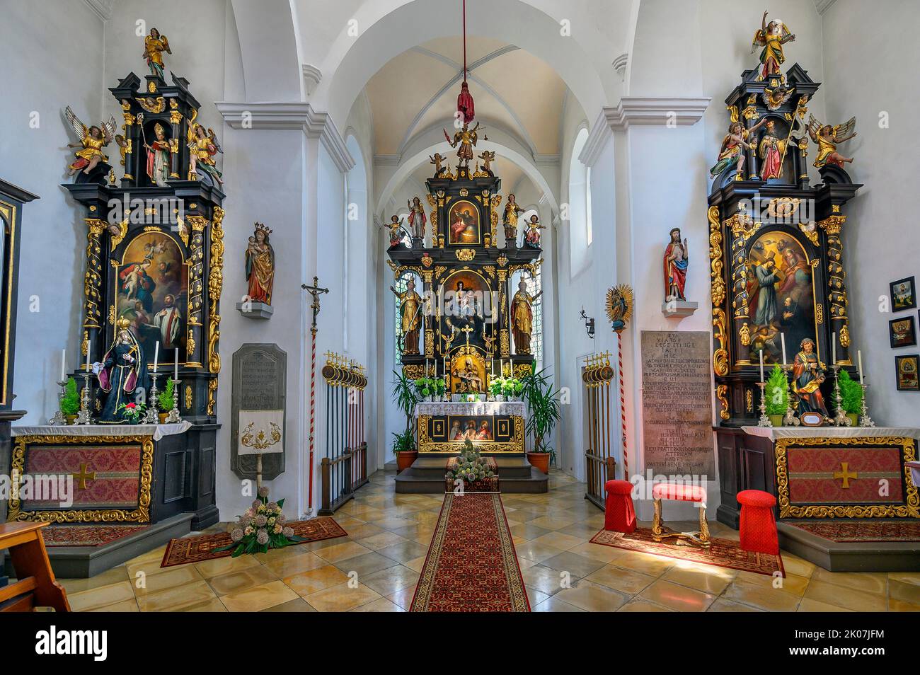 Main altar and side altars, Frauenkapelle pilgrimage church in Fischen ...