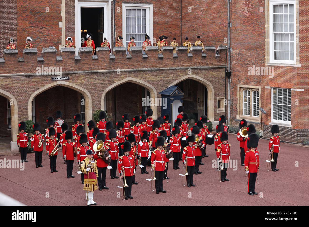 Members of Band of the Coldstream guards ahead of the reading the ...