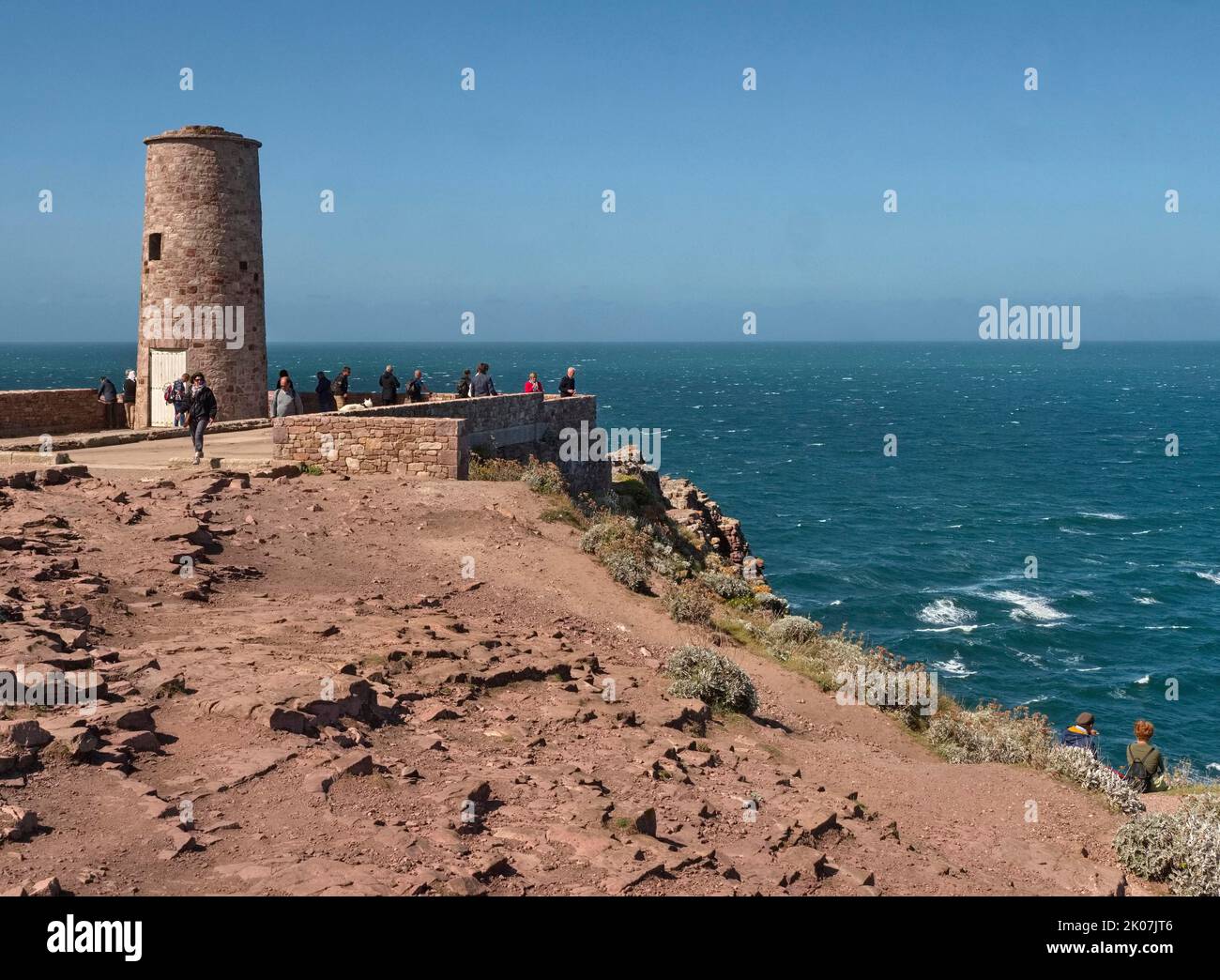 The old 17th century lighthouse, Phare Vauban, at Cap Frehel on the ...