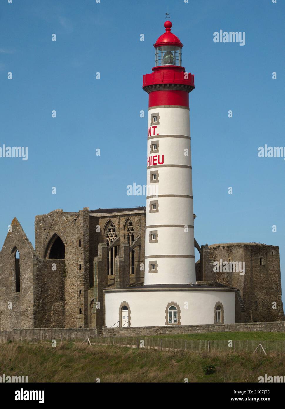 The lighthouse Phare de Saint-Mathieu with the chapel Notre Dame de ...